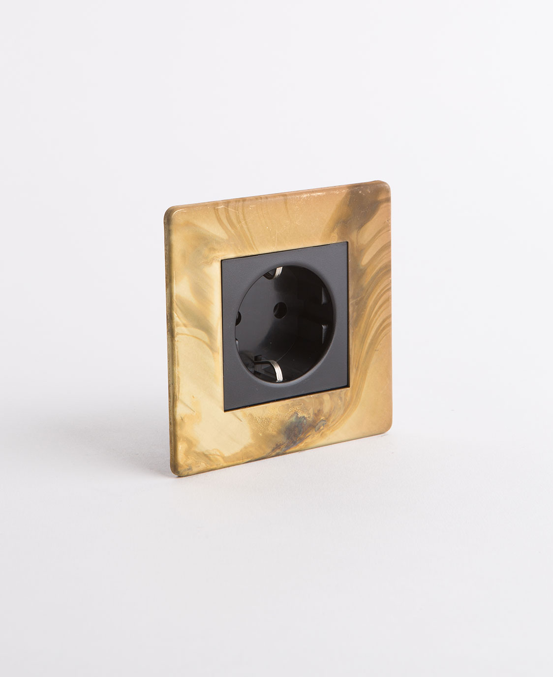 Smoked Gold Schuko SIngle Socket with Black or White Inserts