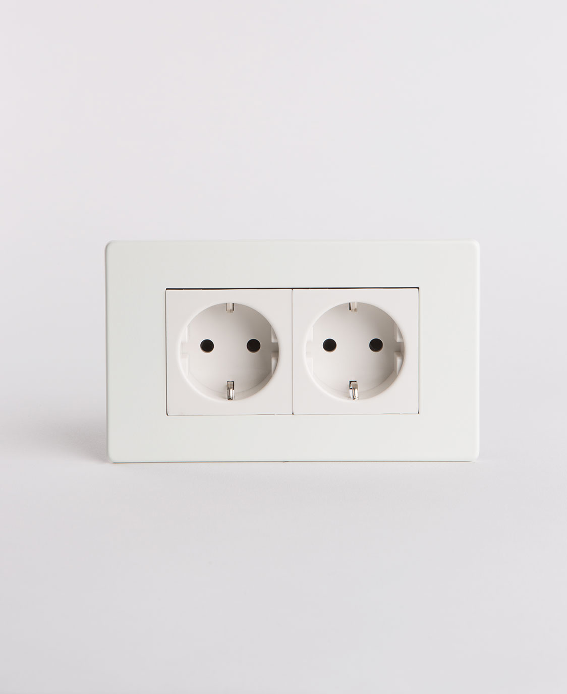 White Double Schuko Socket with Black or White Inserts