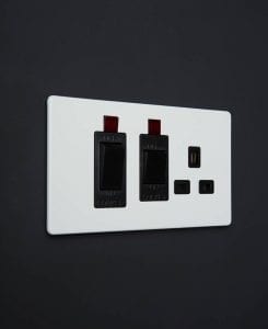 White Cooker Switch & Socket with Black or White Inserts