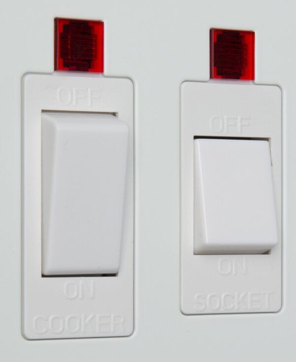 White 45 Amp Cooker Switch & Socket with Black or White Inserts