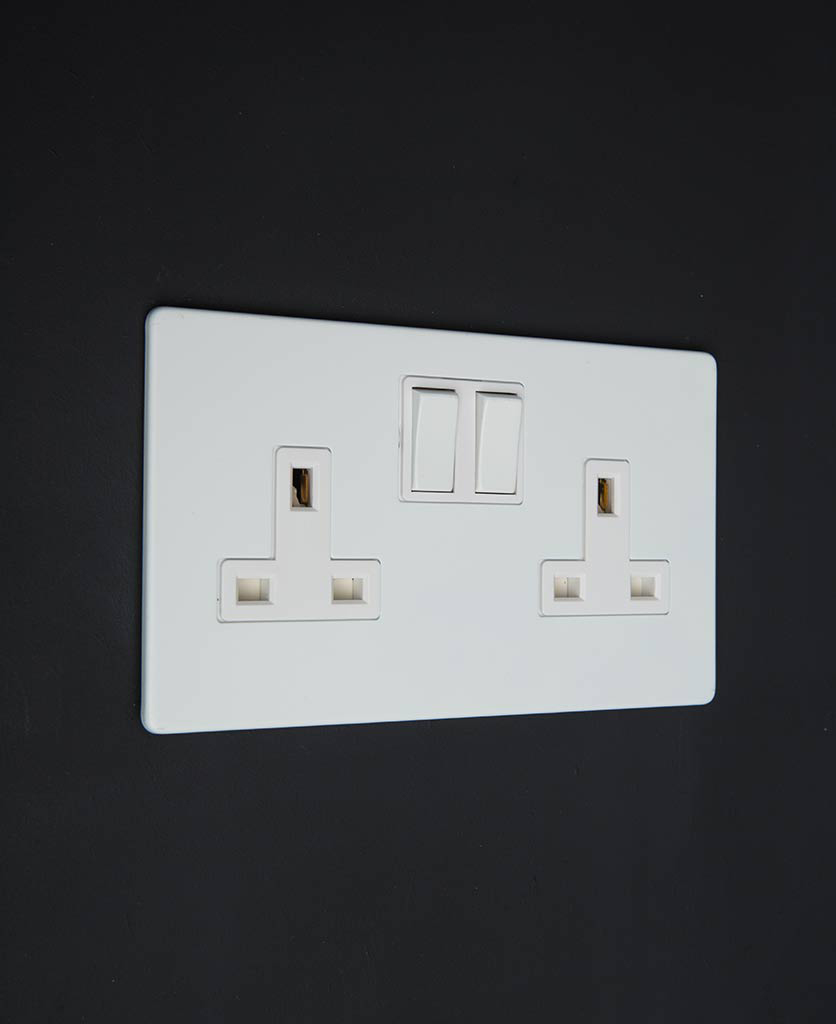 White Plug Sockets - Minimalist Socket with Black or White Inserts