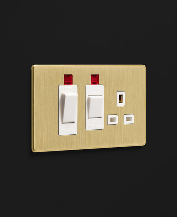 Cooker Switch & Socket Gold with Black or White Inserts