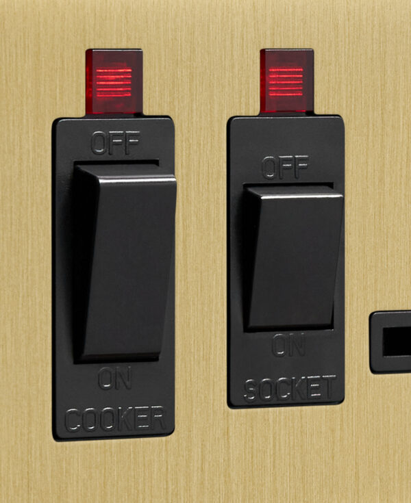Cooker Switch & Socket Gold with Black or White Inserts