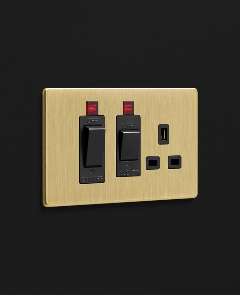 Cooker Switch & Socket Gold with Black or White Inserts