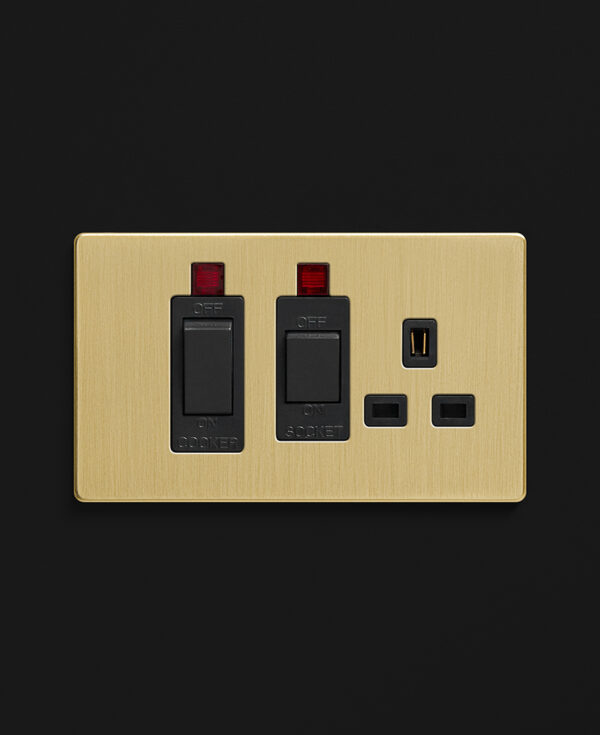 Cooker Switch & Socket Gold with Black or White Inserts