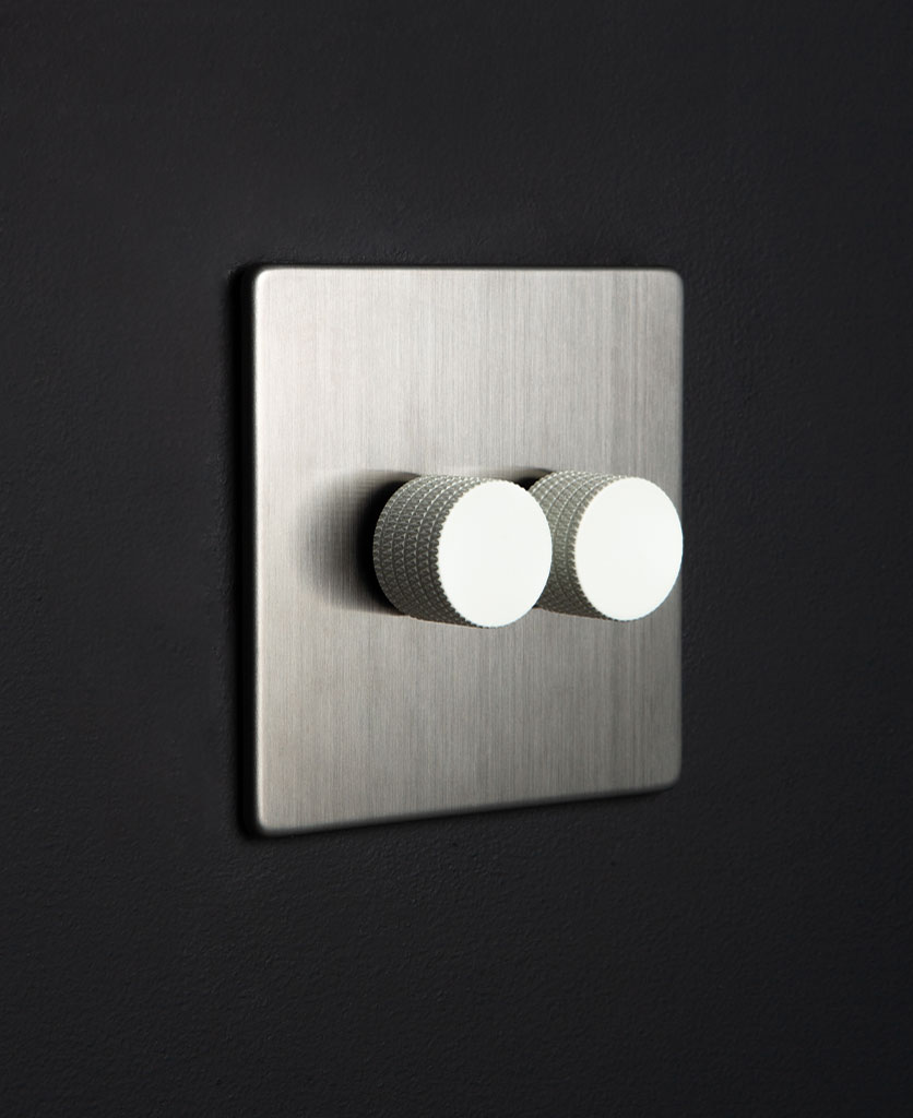 LED Light Dimmer Switch Silver with Black, White, Gold or Silver Knobs