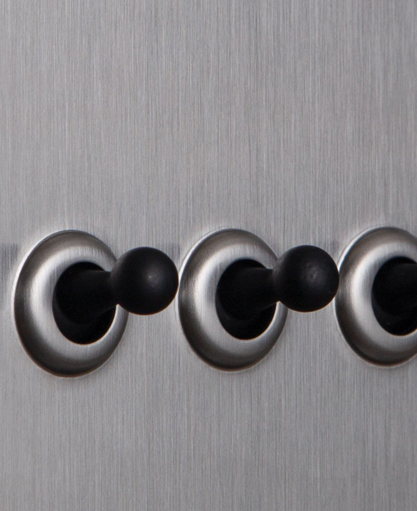 Metal Light Switches - Silver Quadruple Toggle Switch