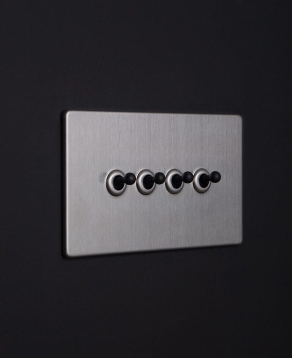 Metal Light Switches - Silver Quadruple Toggle Switch
