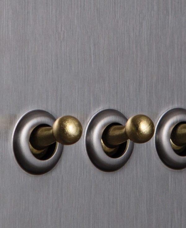 Metal Light Switches - Silver Quadruple Toggle Switch