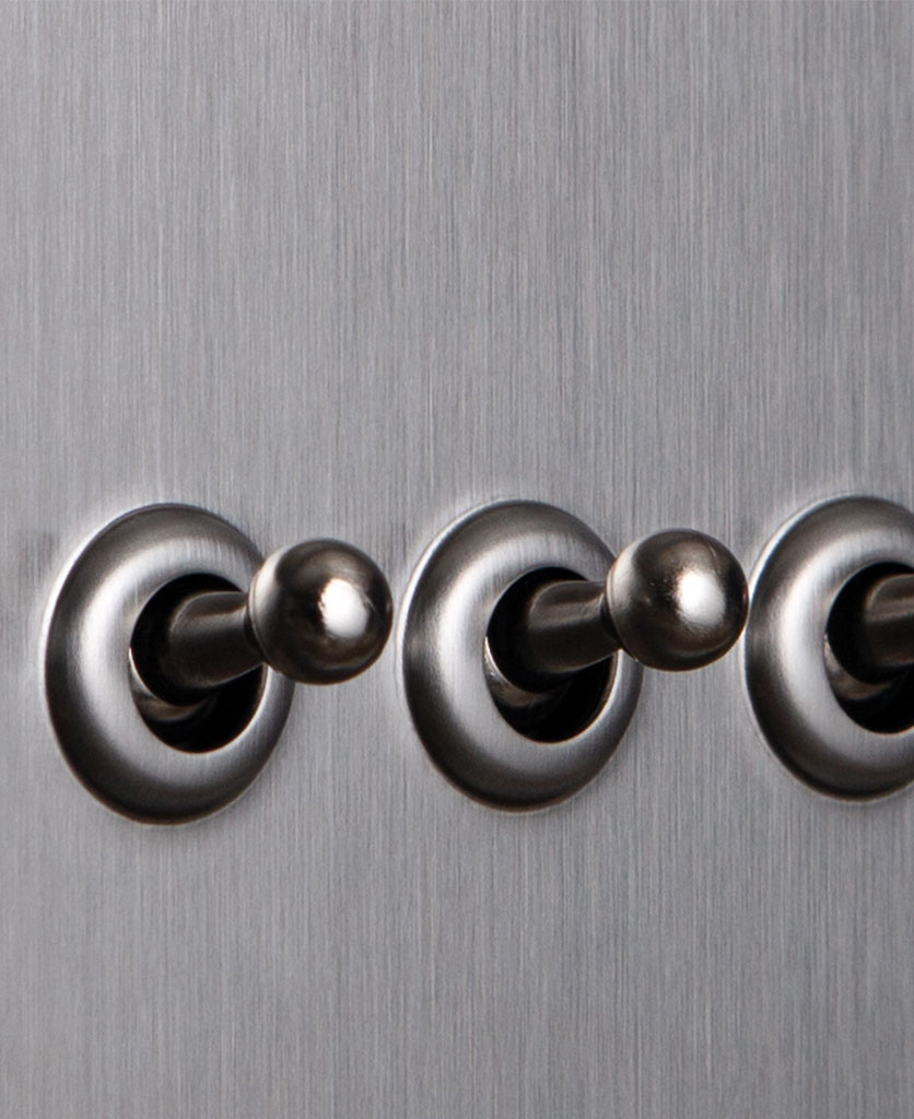 Metal Light Switches - Silver Quadruple Toggle Switch