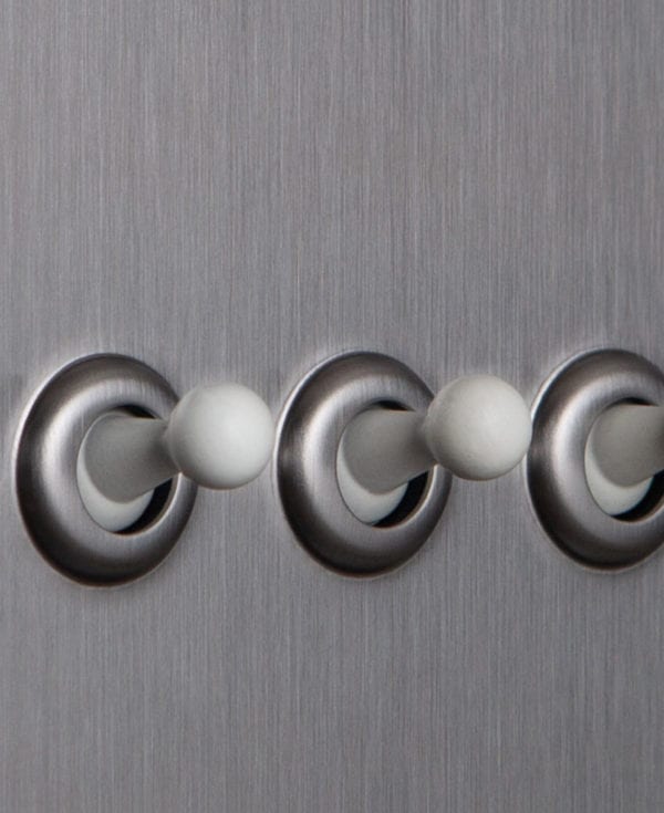 Metal Light Switches - Silver Quadruple Toggle Switch