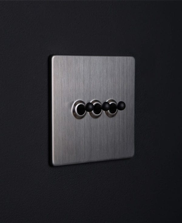 Metal Light Switch - Silver Triple Toggle Light Switch