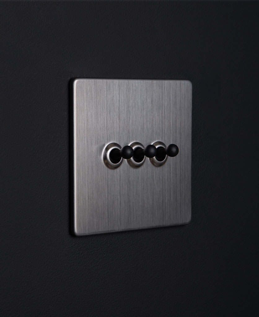 Metal Light Switch - Silver Triple Toggle Light Switch