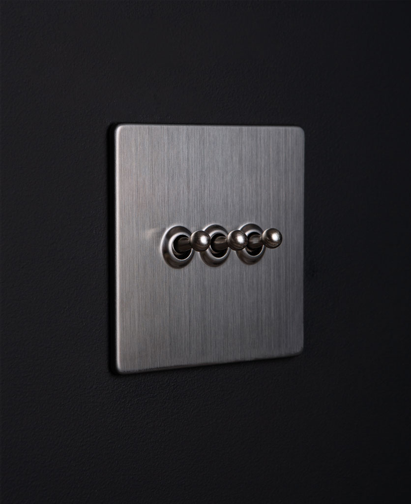Metal Light Switch - Silver Triple Toggle Light Switch