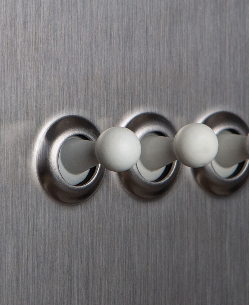 Metal Light Switch - Silver Triple Toggle Light Switch