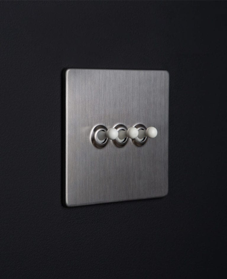 Metal Light Switch - Silver Triple Toggle Light Switch