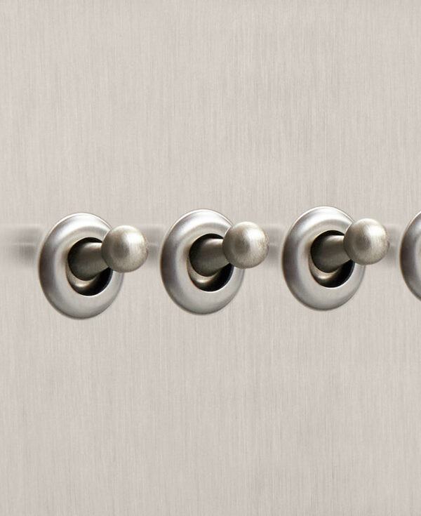 Metal Light Switches - Silver Quadruple Toggle Switch