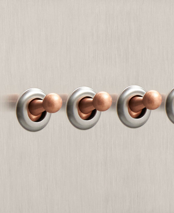 Metal Light Switches - Silver Quadruple Toggle Switch