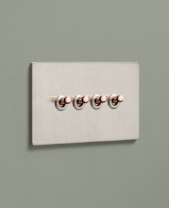 Metal Light Switches - Silver Quadruple Toggle Switch