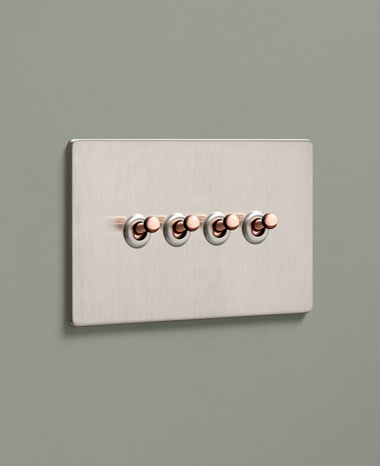 Metal Light Switches - Silver Quadruple Toggle Switch