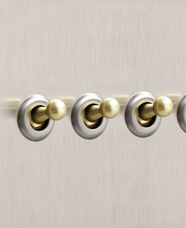 Metal Light Switches - Silver Quadruple Toggle Switch
