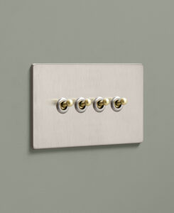 Metal Light Switches - Silver Quadruple Toggle Switch
