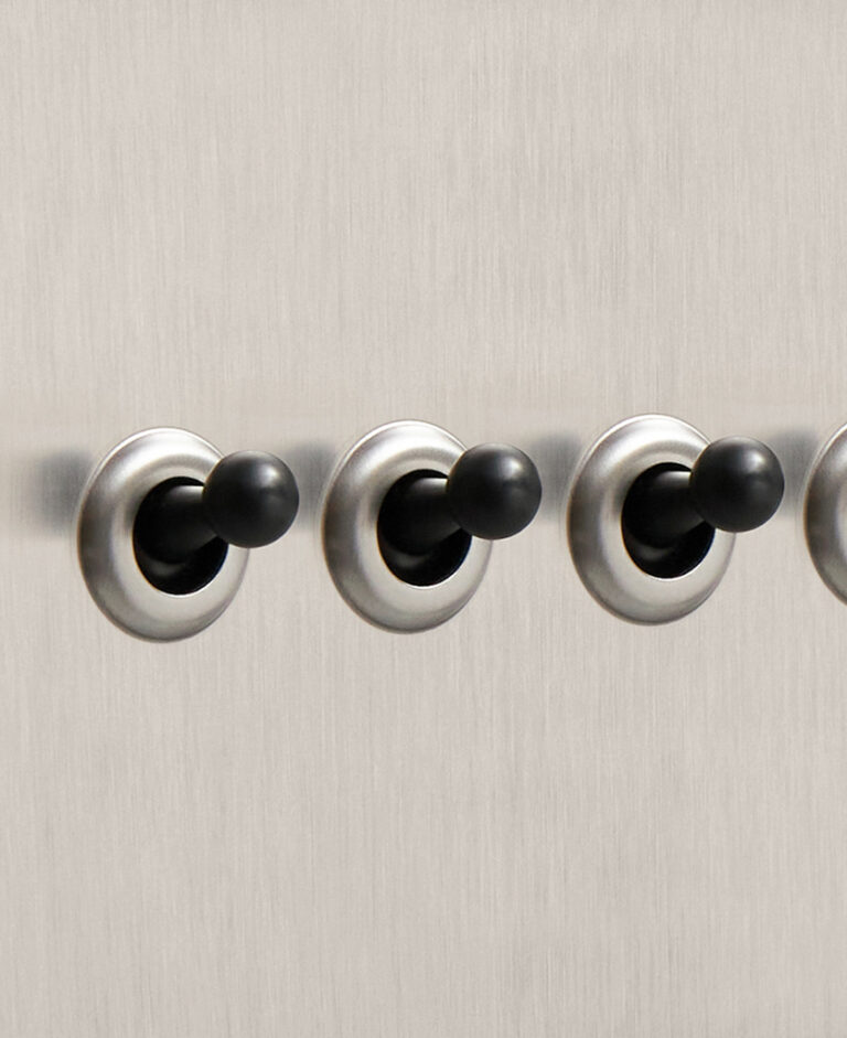 Metal Light Switches - Silver Quadruple Toggle Switch