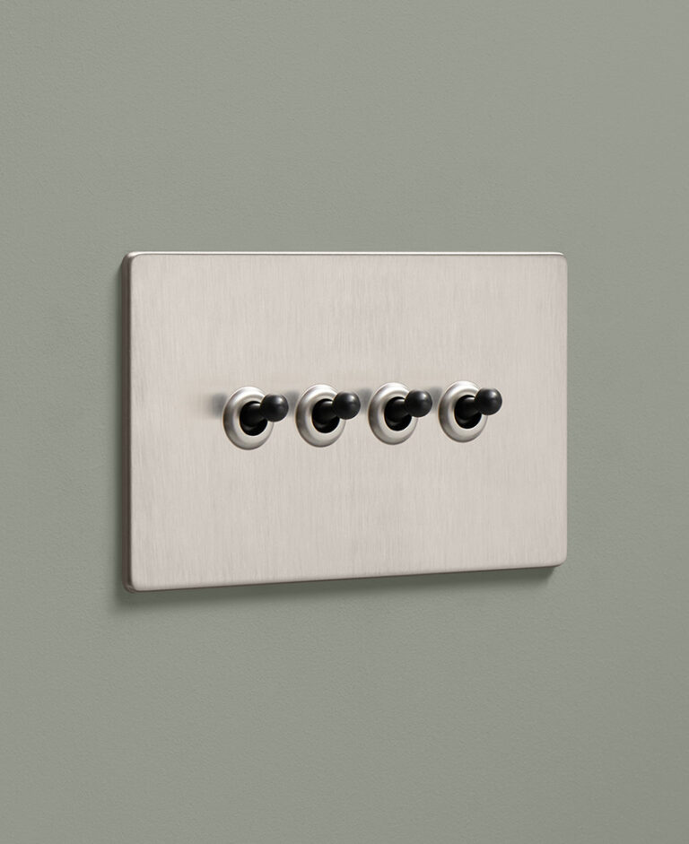 Metal Light Switches - Silver Quadruple Toggle Switch