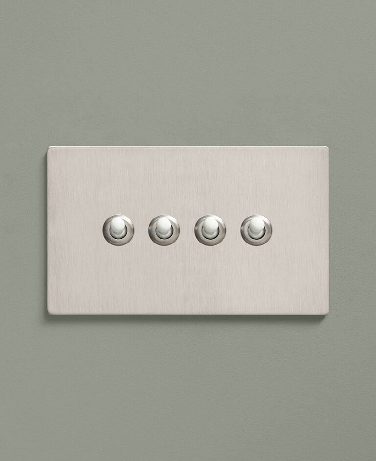 Metal Light Switches - Silver Quadruple Toggle Switch