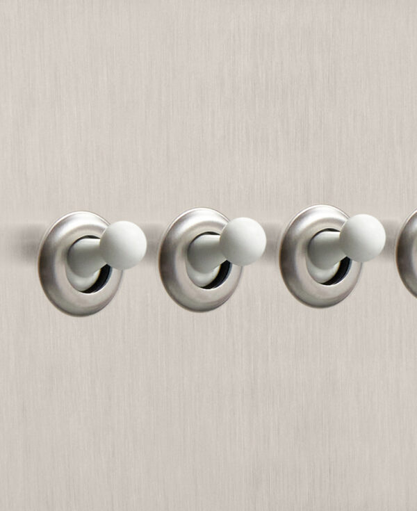 Metal Light Switches - Silver Quadruple Toggle Switch