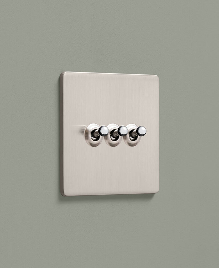 Metal Light Switch - Silver Triple Toggle Light Switch
