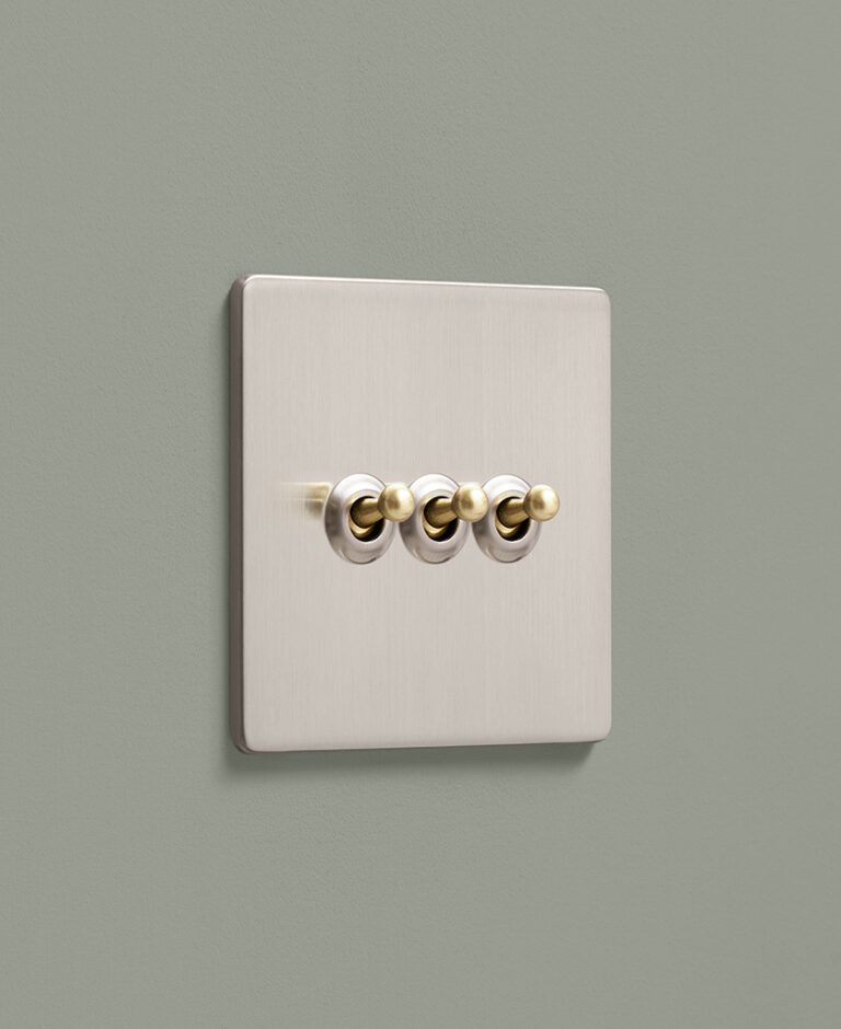 Metal Light Switch - Silver Triple Toggle Light Switch