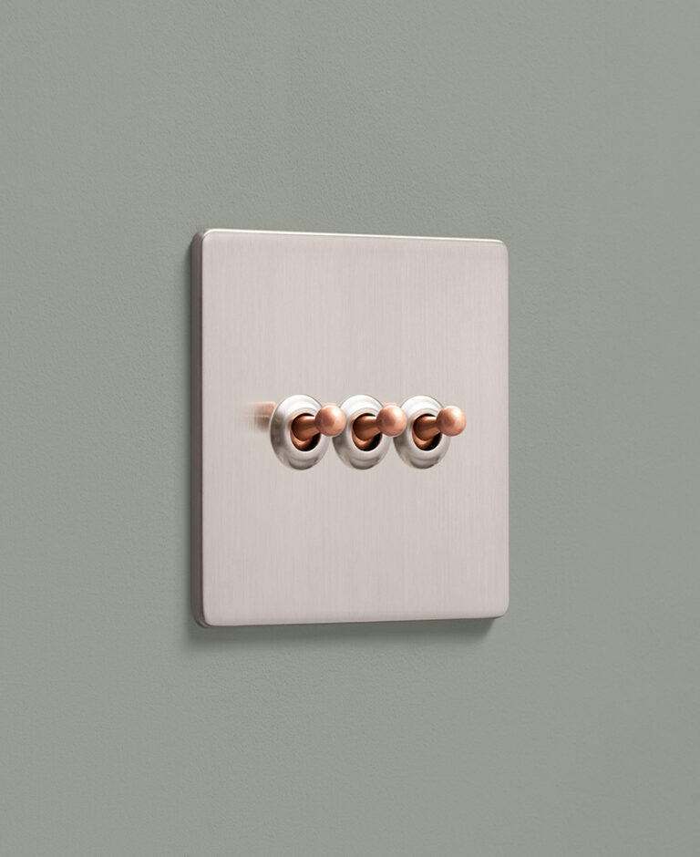 Metal Light Switch - Silver Triple Toggle Light Switch