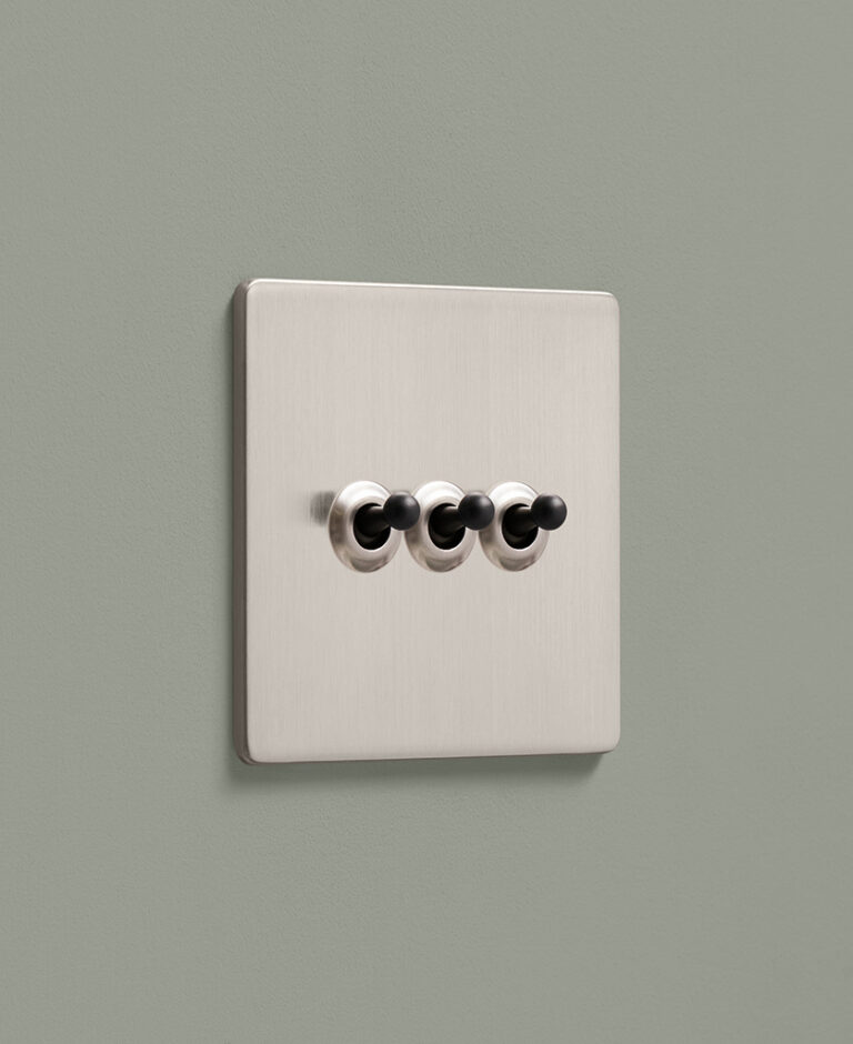 Metal Light Switch - Silver Triple Toggle Light Switch