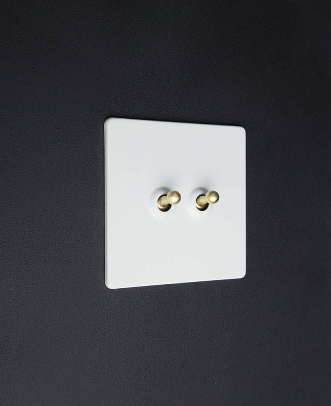 White Toggle Light Switch with Black, White Gold, Silver Toggles