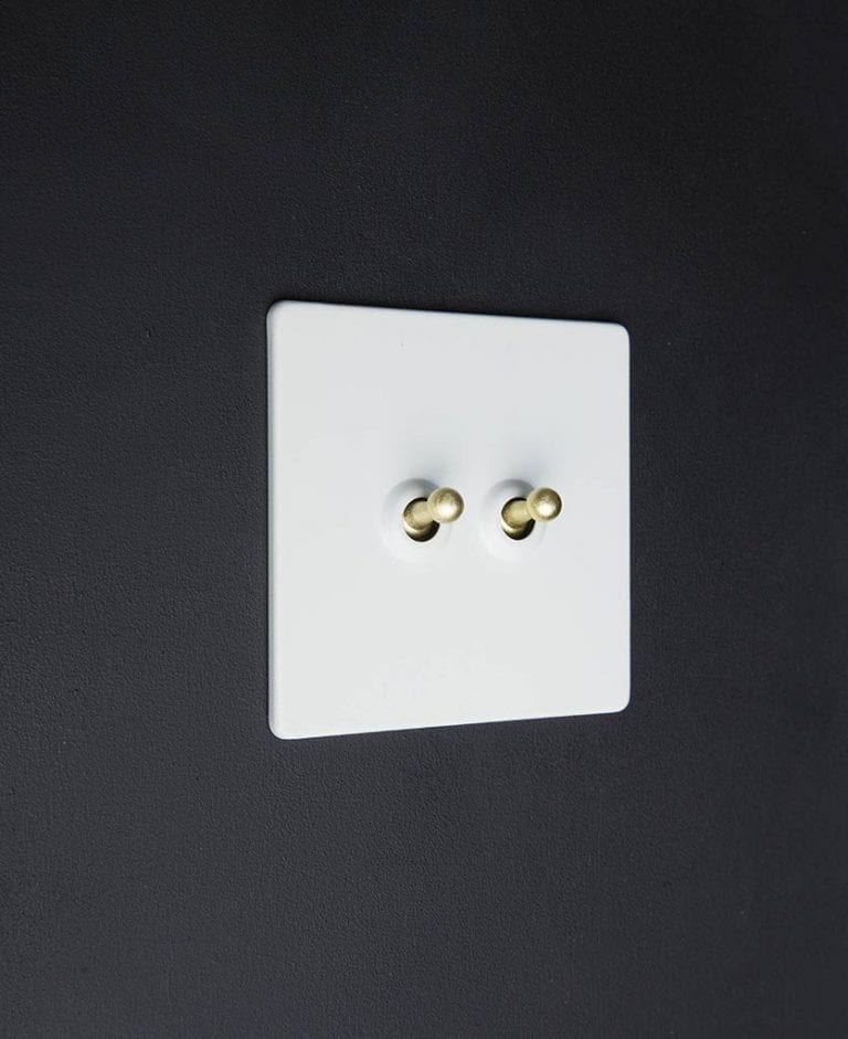 White Toggle Light Switch with Black, White Gold, Silver Toggles