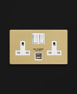 USB Double Socket Gold - with Black or White Inserts