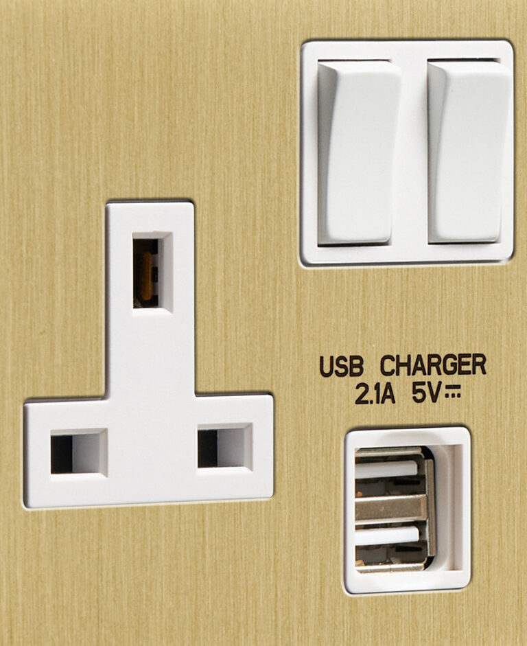 USB Double Socket Gold - with Black or White Inserts