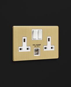 USB Double Socket Gold - with Black or White Inserts