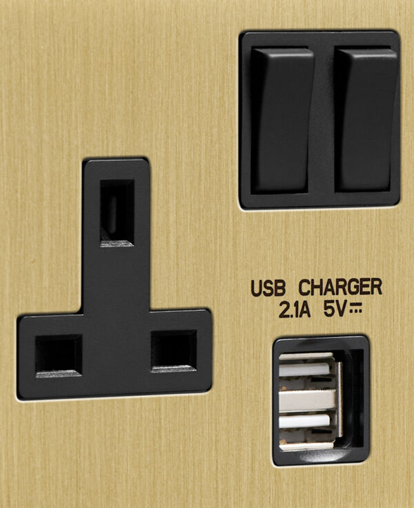 USB Double Socket Gold - with Black or White Inserts