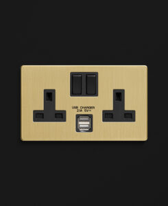 USB Double Socket Gold - with Black or White Inserts