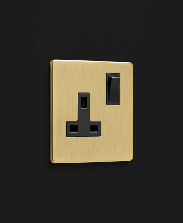 Metal Plug Sockets Gold with Black or White Inserts