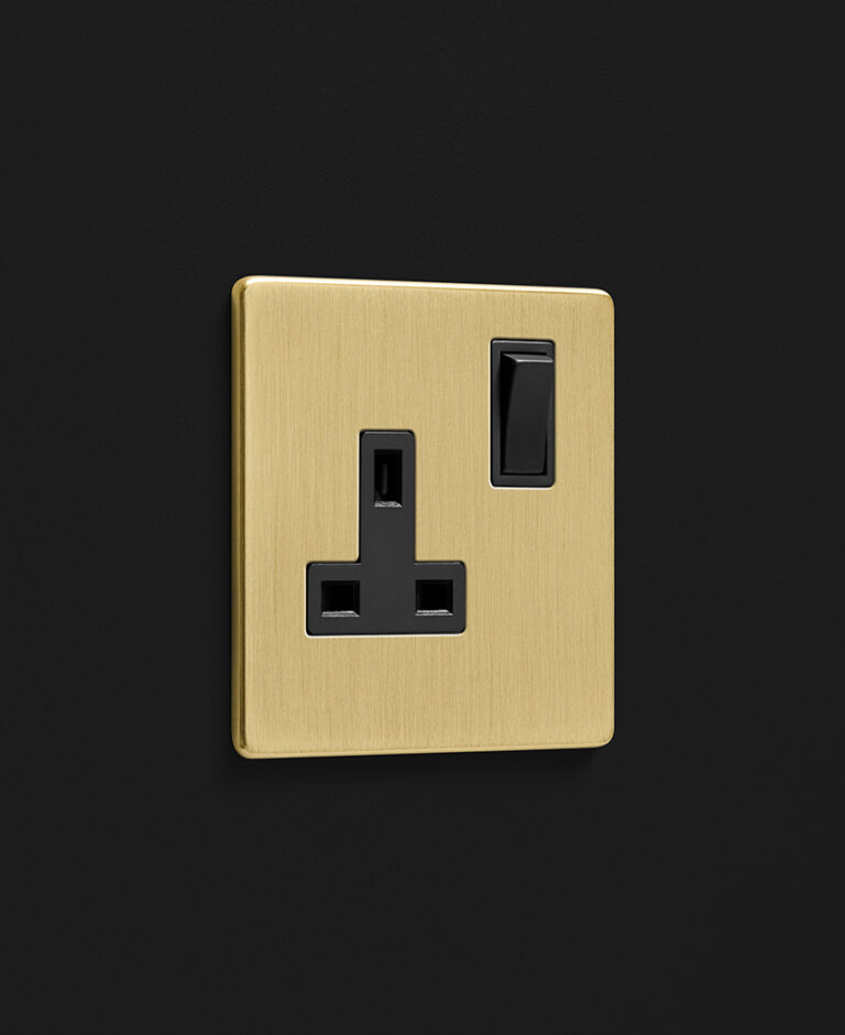 Metal Plug Sockets Gold with Black or White Inserts