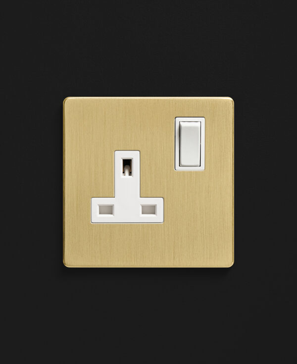 Metal Plug Sockets Gold with Black or White Inserts