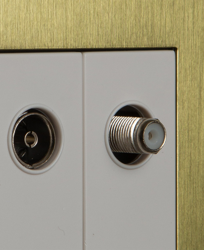 Gold Double Data Port Socket with Black or White Inserts