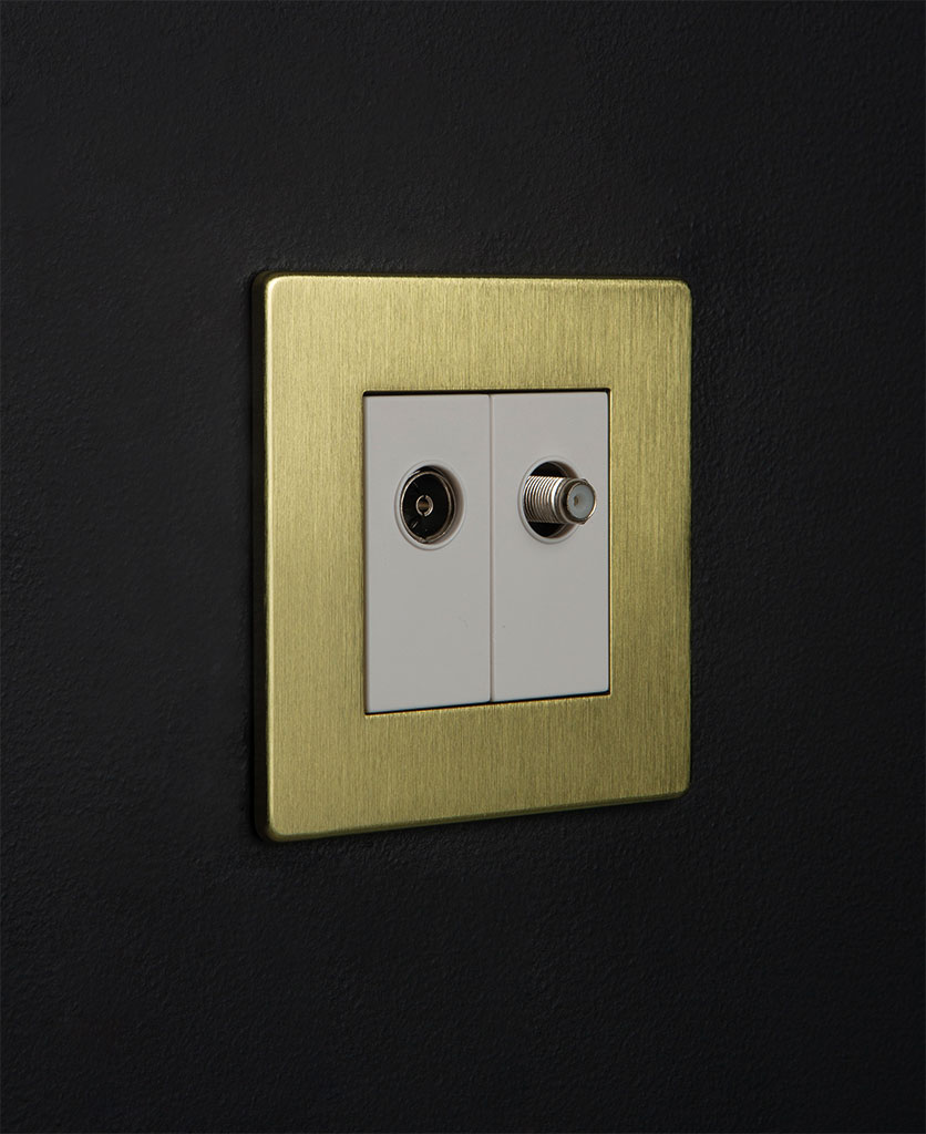 Gold Double Data Port Socket with Black or White Inserts