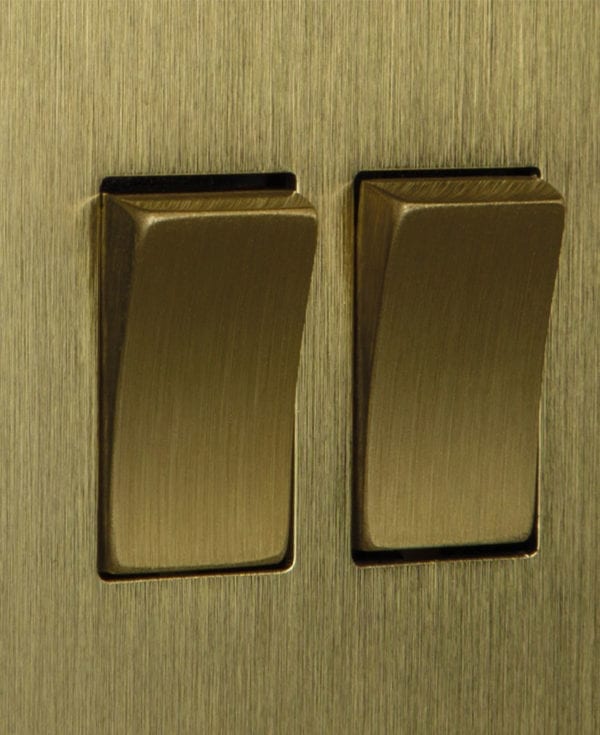 Double Light Switch Gold - Available with 4 Different Rocker Colours