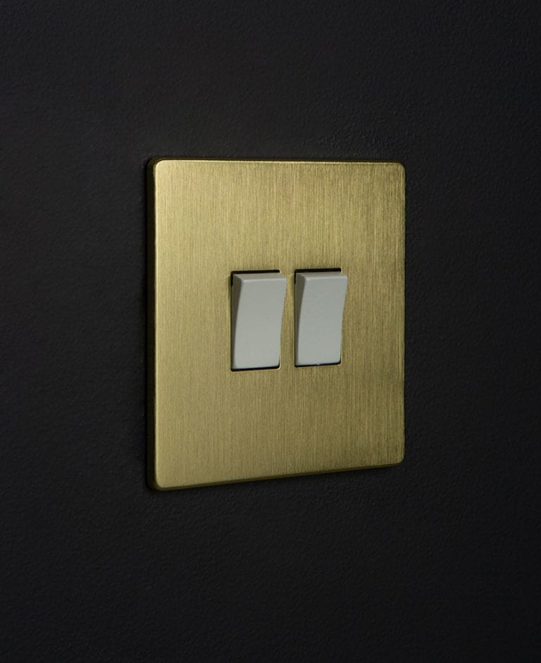 Double Light Switch Gold - Available with 4 Different Rocker Colours