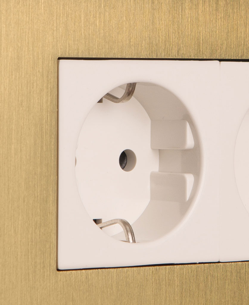 Gold Double Schuko Socket with Black or White Inserts
