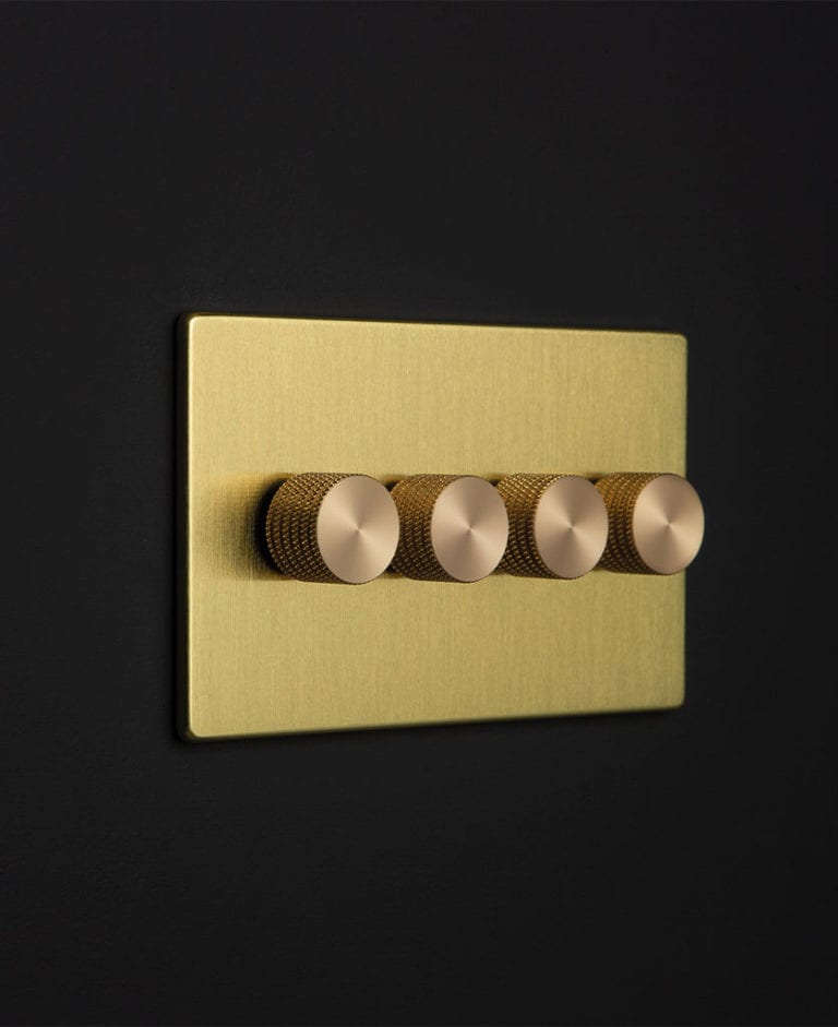 4 Gang Dimmer Switch Gold with Black, Gold, White or Silver Knobs